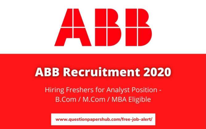 ABB Hiring Freshers for Analyst Position - B.Com / M.Com / MBA Eligible ...