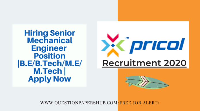 Pricol Recruitment 2020 | Hiring Senior Mechanical Engineer Position ...
